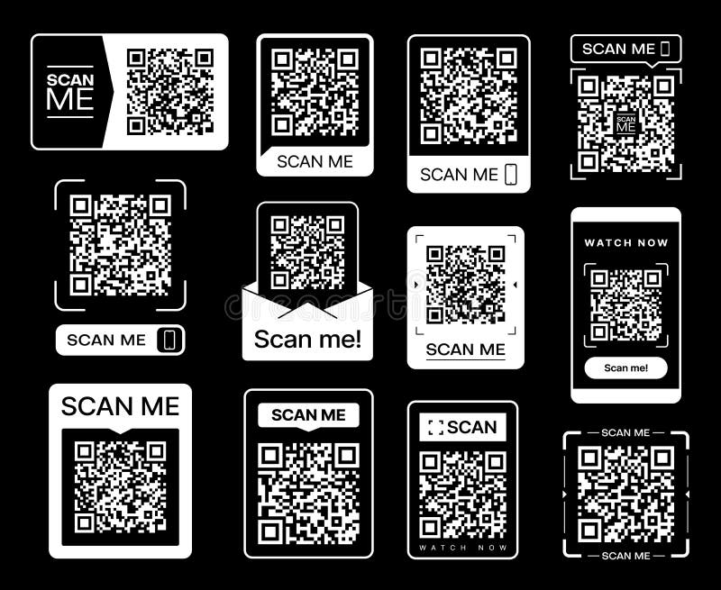 Scannen Sie Mir QS-Code-Aufkleber Strichcode-Scanner-Symbole Vektor ... Scannen Sie Mir QS-Code-Aufkleber Strichcode-Scanner-Symbole Vektor ...