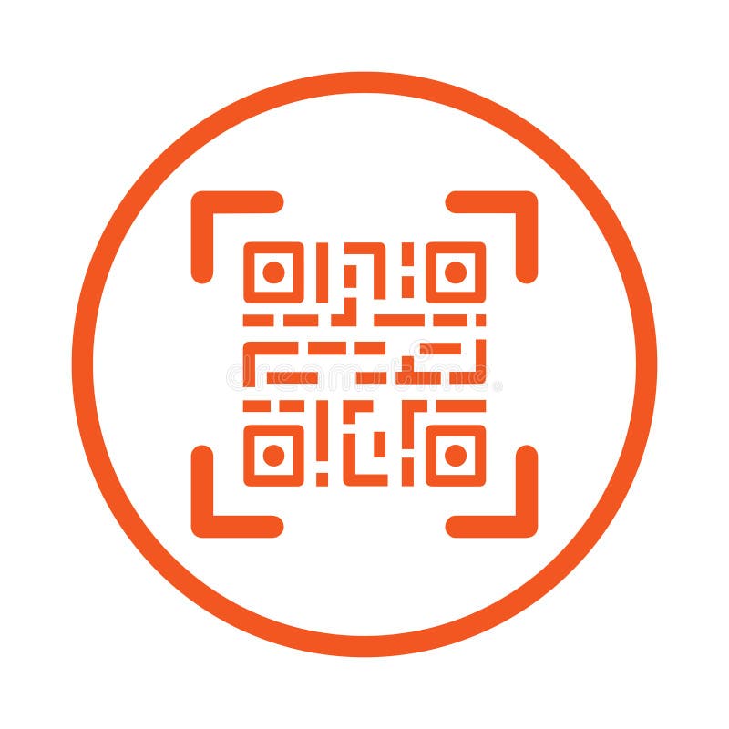 Scanner, Barcode, Qr Code Icon. Orange Vector Sketch Stock Illustration ...