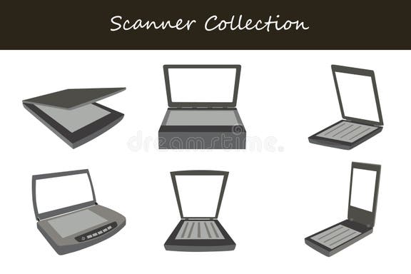 Scanner Collection in Different Poses. Vector Illustration Stock Vector ...