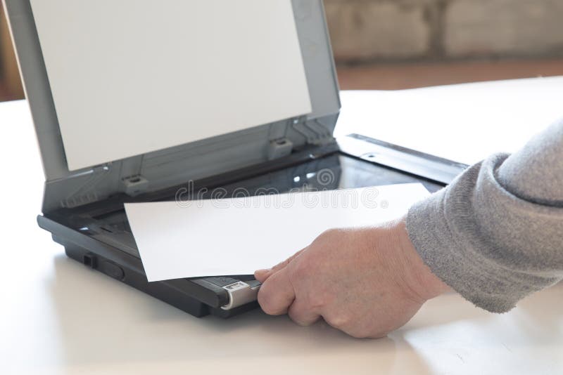 A Scanner for Copying Paper Files.the Person Copies the Files on the ...