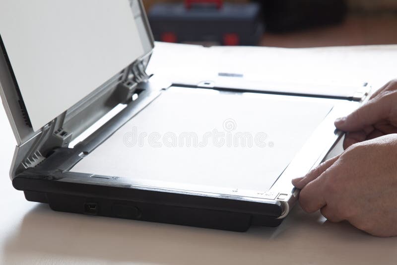 A Scanner for Copying Paper Files.the Person Copies the Files on the ...