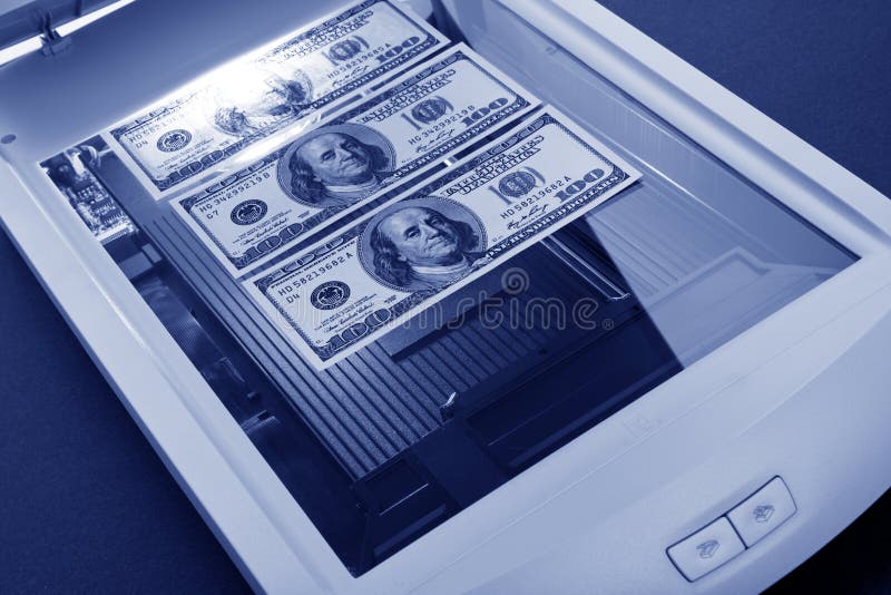 Scanner and dollar stock image. Image of money, fake - 247063799