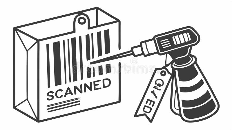 Scanner Gun Scanning Box, Barcode Reader and Package Tracking Vector ...