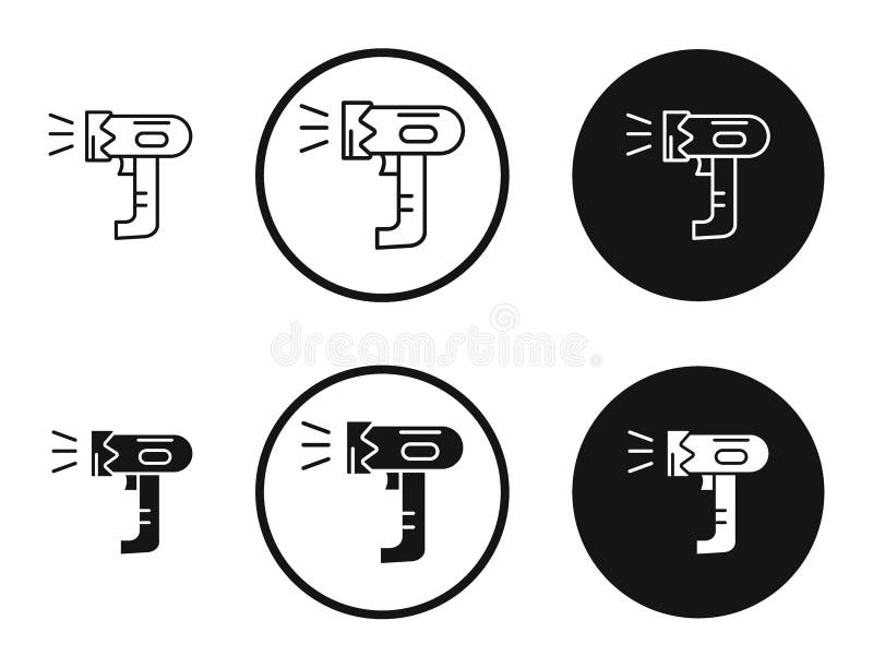 Scanner Gun Vector Icon Set in Black and White Outlines Stock Vector ...