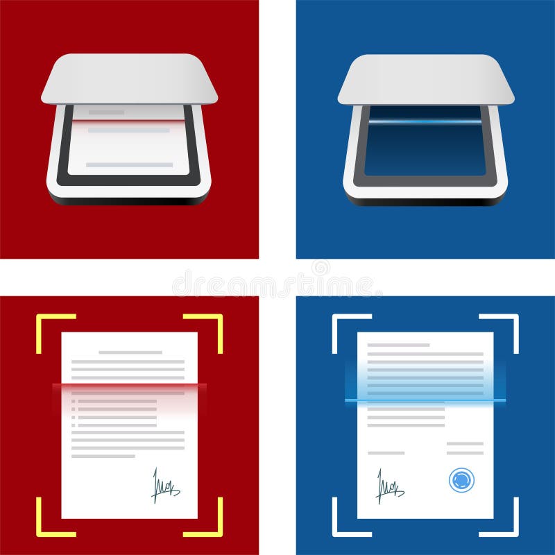Scanner Icon Set. Digital Scanner. Text Scanning Stock Vector ...