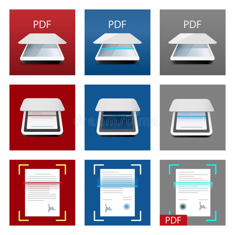 Scanner Icon Set. Digital Scanner. Text Scanning Stock Vector ...