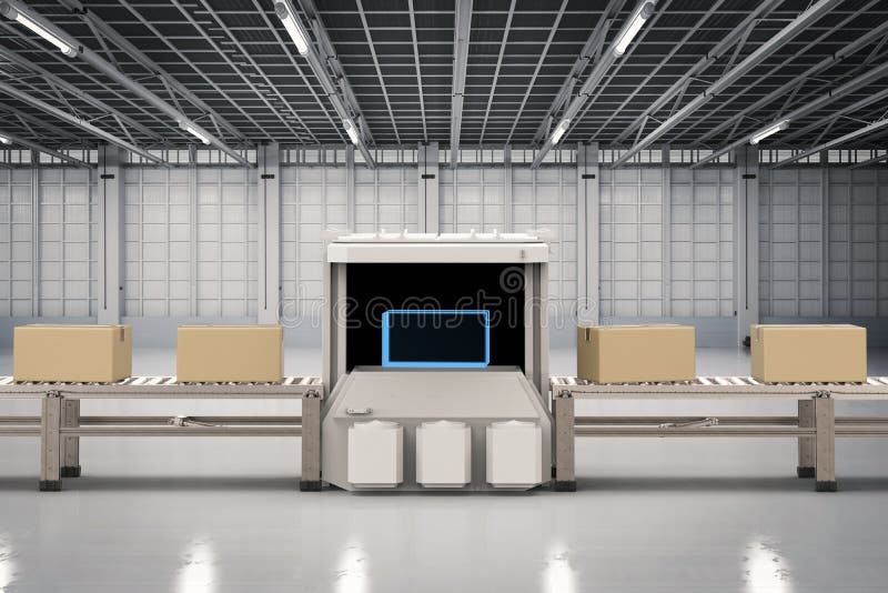 Scanner Machine with Carton Box Stock Illustration - Illustration of ...