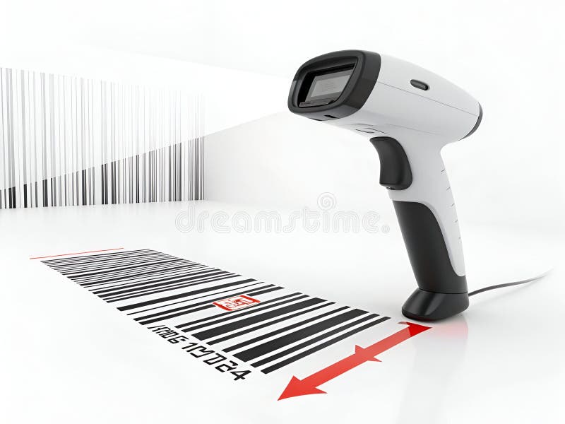 Scanning Barcode with Handheld Scanner Device for Identification Stock ...
