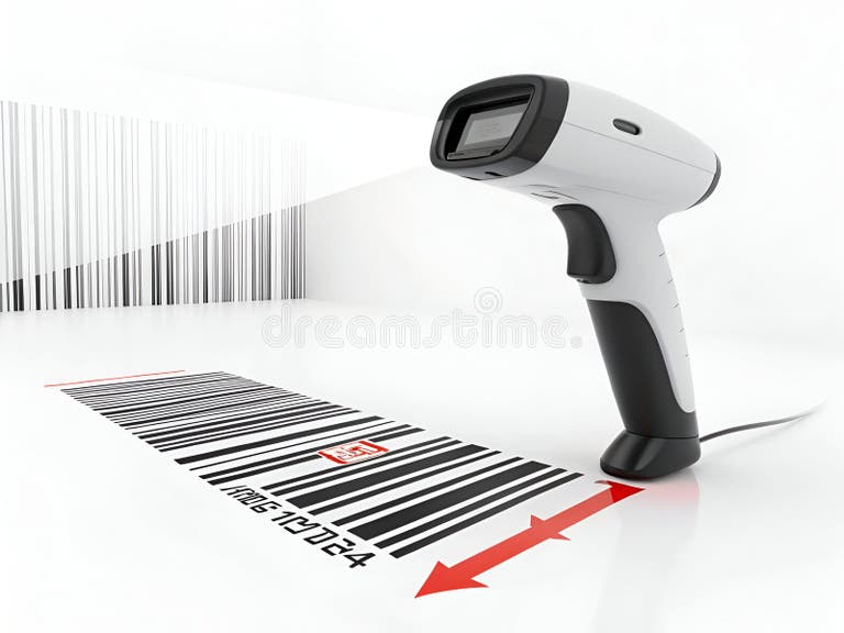 Scanning Barcode with Handheld Scanner Device for Identification Stock ...