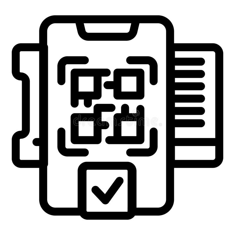 Scanning Boarding QR Code Icon Outline Vector. Screening Online Flight ...