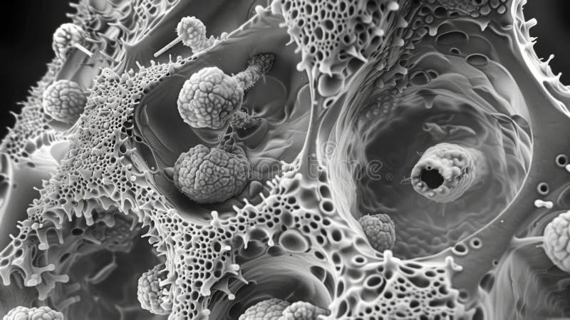 A Scanning Electron Microscope Image of a Group of Animal Cells with ...