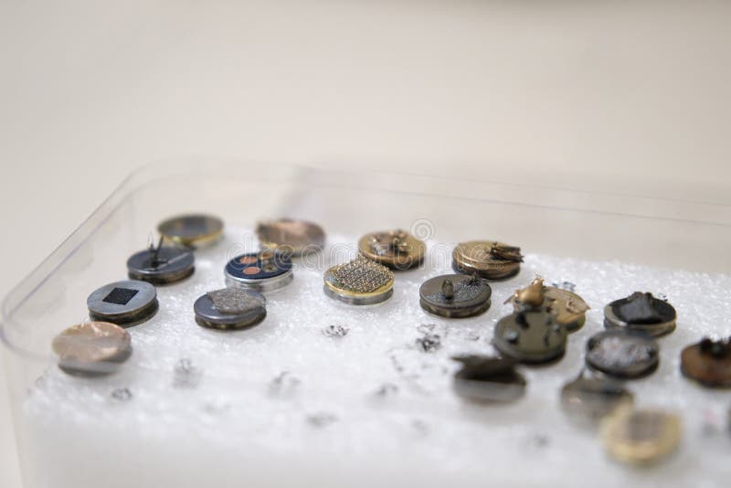 Microscope with Samples in Laboratory. Close Up of Examining of Test ...