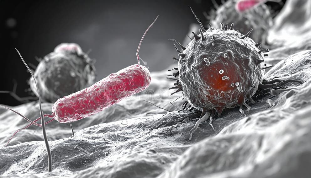 Scanning Electron Microscope or SEM View Shows Bacteria Interacting ...