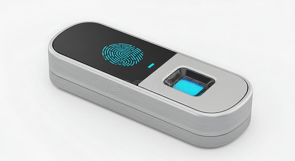 Scanning Fingerprint on Digital Security Device with Blue Light Stock ...