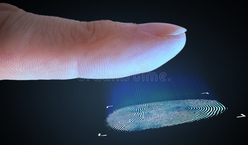 Finger on Biometric Scanner Stock Photo - Image of forensics, privacy ...