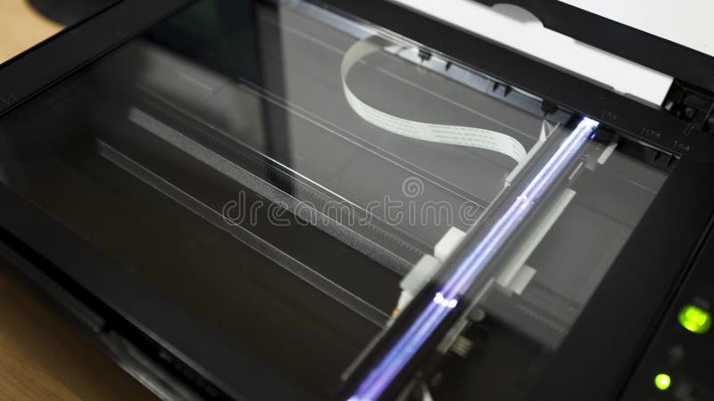 The Scanning Head of the Office Scanner Performs the Scanning Process ...