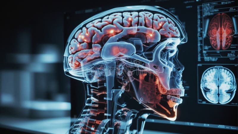 Scanning of a Human Brain by X-rays,people Stock Illustration ...