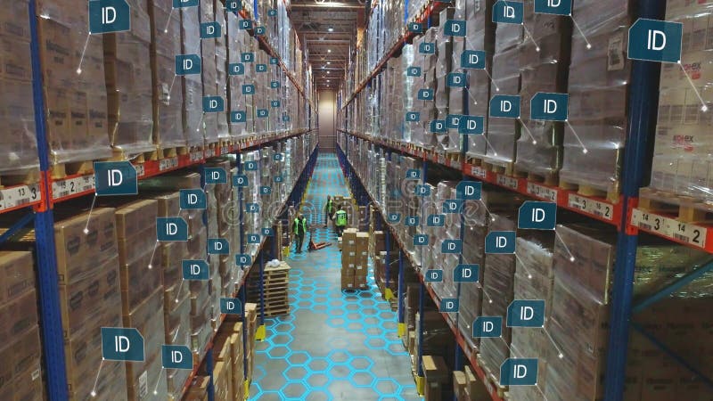 Artificial Intelligence Analyzes the Goods in the Warehouse. Scanning ...