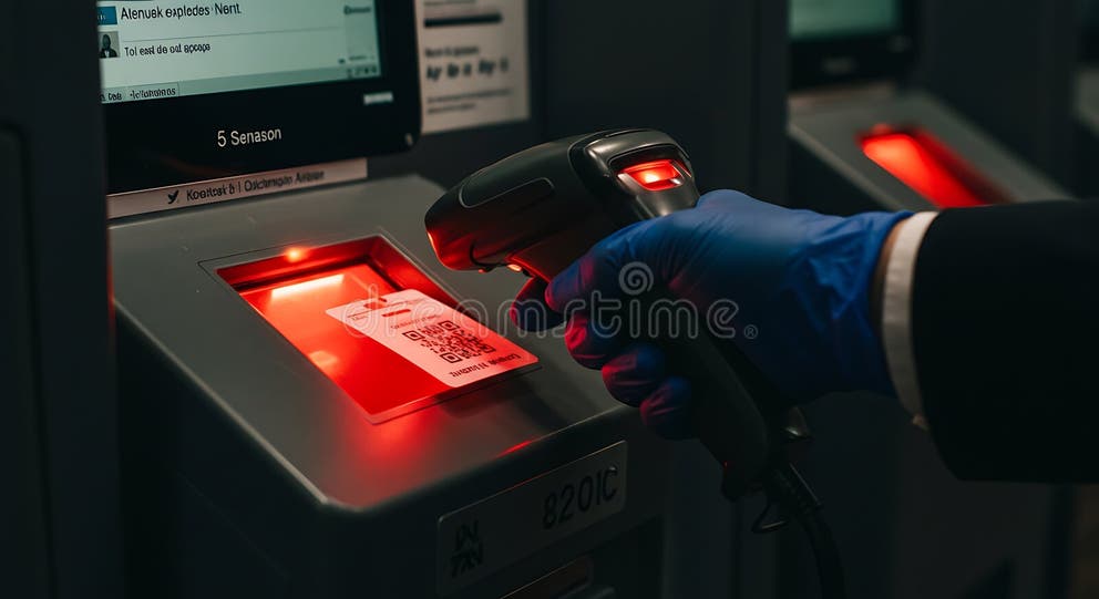 Scanning Qr Code on Card with Red Light Using Barcode Reader Stock ...