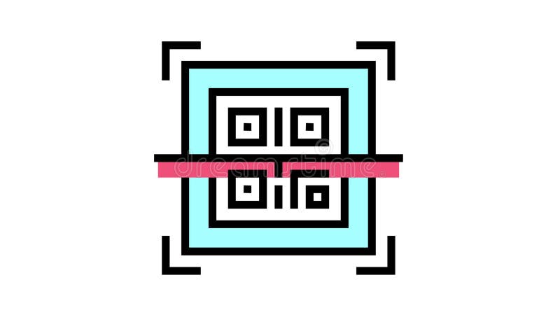 Scanning Qr Code Line Icon Animation Stock Video - Video of location ...