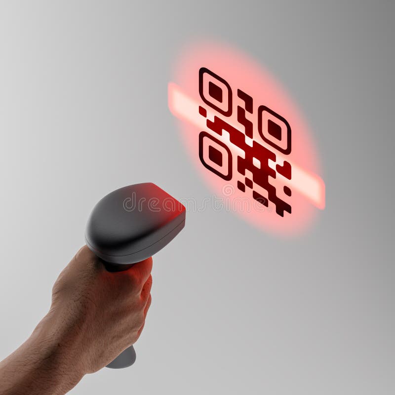 Scanning Qr Code from the Box with a Scanner Stock Illustration ...