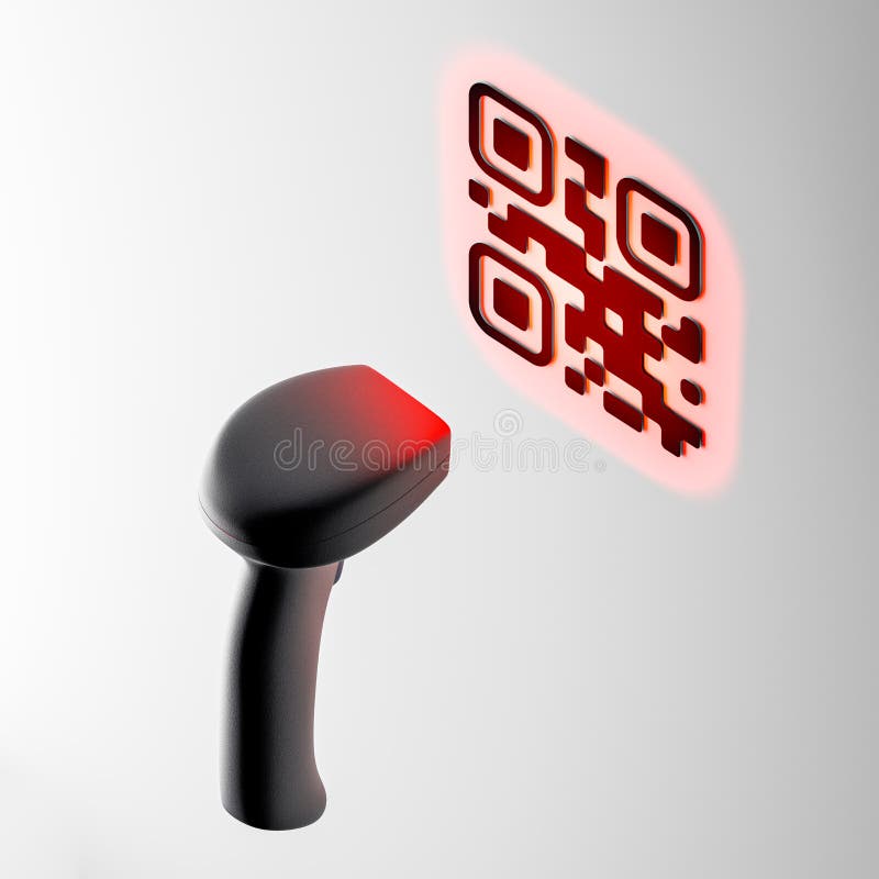 Scanning Qr Code from the Box with a Scanner Stock Illustration ...