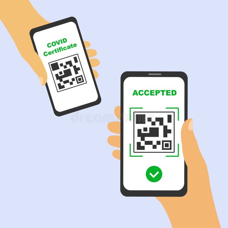 Scanning QR Code on a Smartphone Screen of a Covid Certificate. on the ...