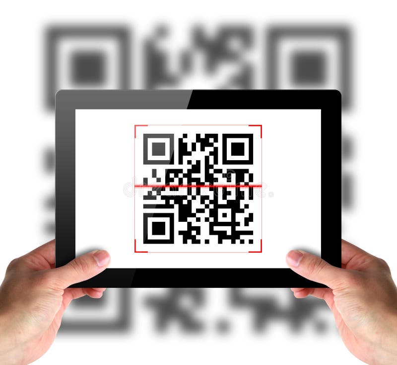 Scanning of QR Code by Tablet Stock Image - Image of input, code: 40936483