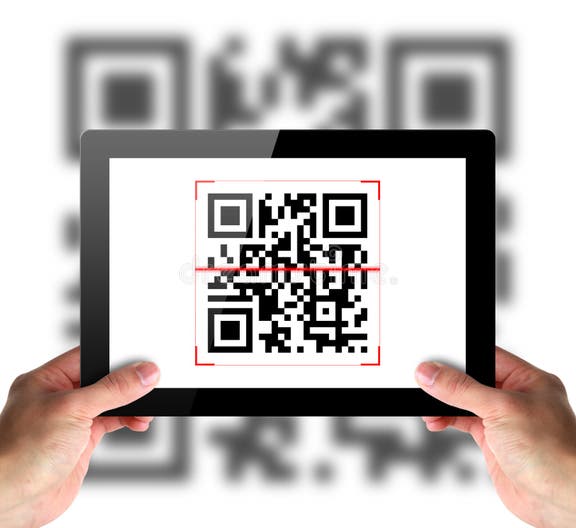 Scanning of QR Code by Tablet Stock Image - Image of input, code: 40936483