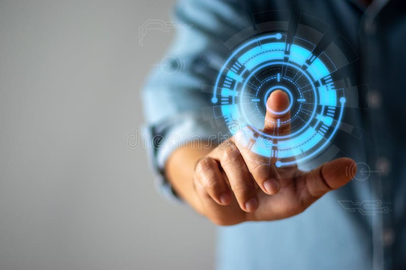 Scans Finger through Touch Screen Stock Image - Image of activated ...