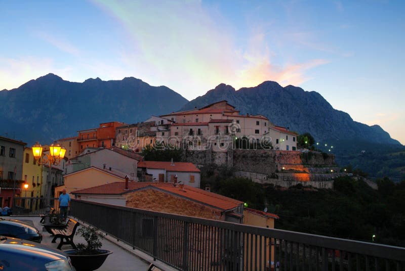 Scapoli, Molise Italy -08 16 2012- Landmark of the Village of Scapoli ...