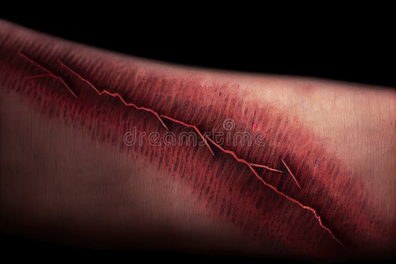 Scar on Arm, with Visible Stitch Marks and Fading Stock Illustration ...