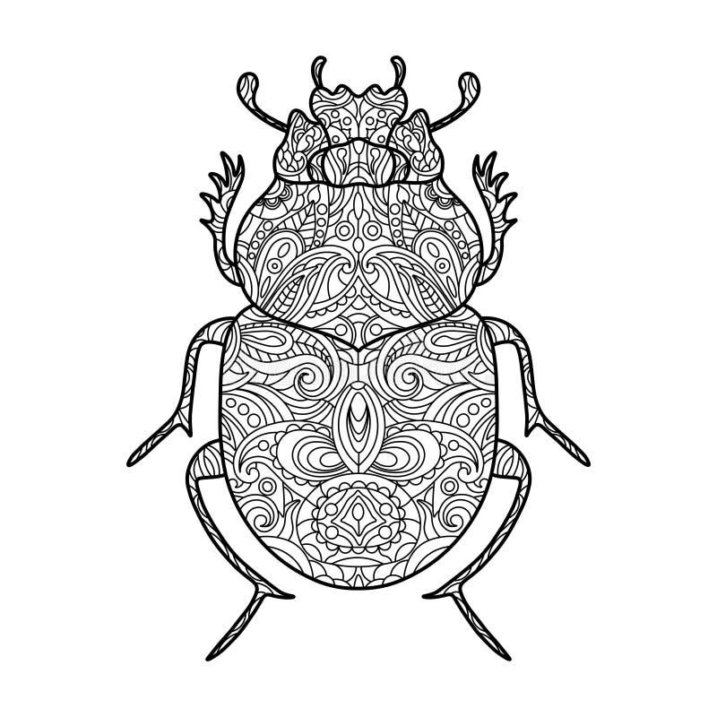 Scarab Beetle Coloring Book for Adults Vector Stock Vector ...