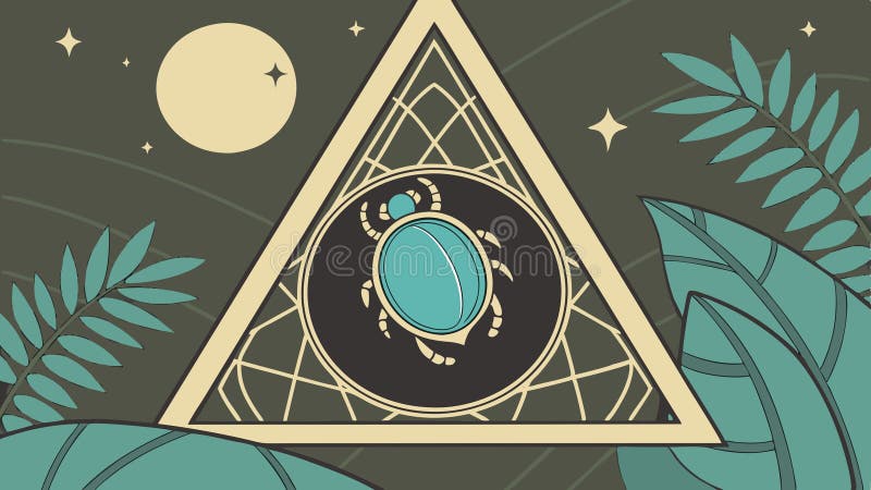 Scarab Beetle in Geometric Triangle, Abstract Symbol, Vector Design ...