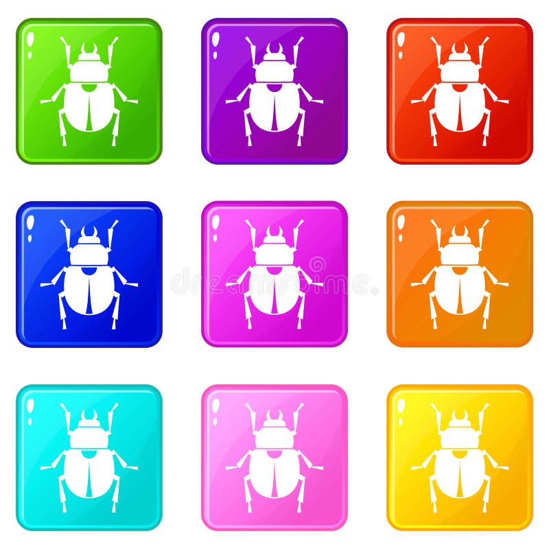 Scarab Icons Set Vector Color Stock Vector - Illustration of africa ...
