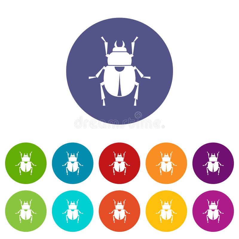 Scarab icons set hexagon stock vector. Illustration of graphic - 91323458