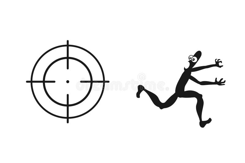 Scare Man Running and Target Illustration Stock Vector - Illustration ...