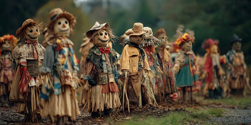 Scarecrow Figures Vintage Puppet Collection Image Stock Illustration ...