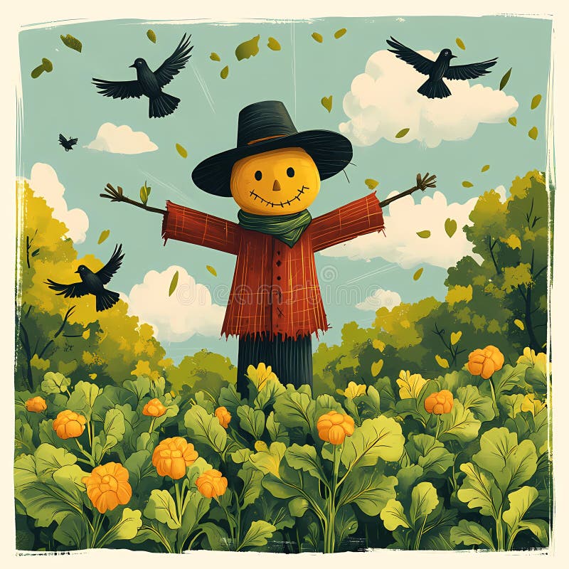 Scarecrow Guarding Cabbage Patch Crows Stock Photos - Free & Royalty ...
