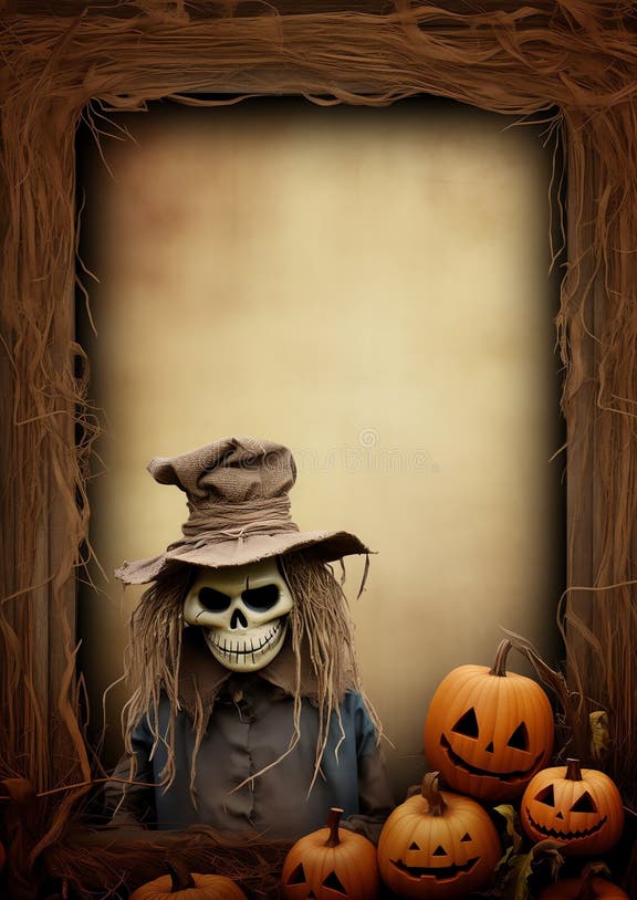 Scarecrow Halloween Frame Border Stock Illustration - Illustration of ...