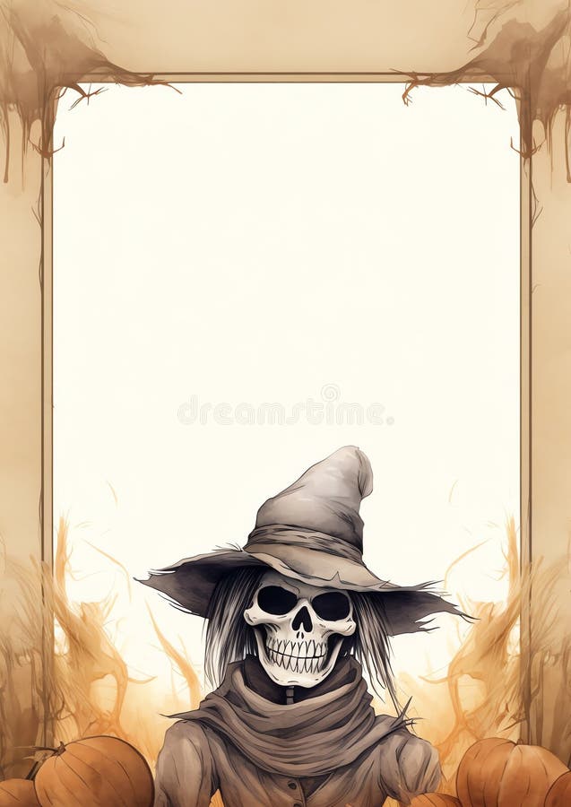 Scarecrow Halloween Frame Border Stock Illustration - Illustration of ...