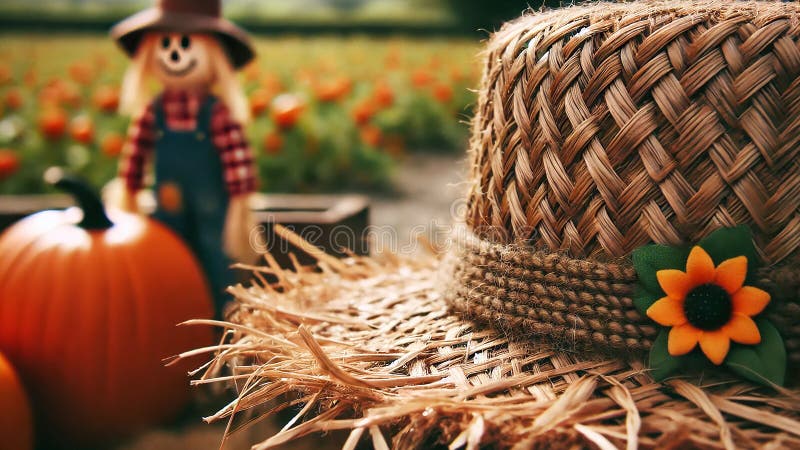 Scarecrow Straw Hat, Showing Detailed Texture of the Straw and Its Worn ...