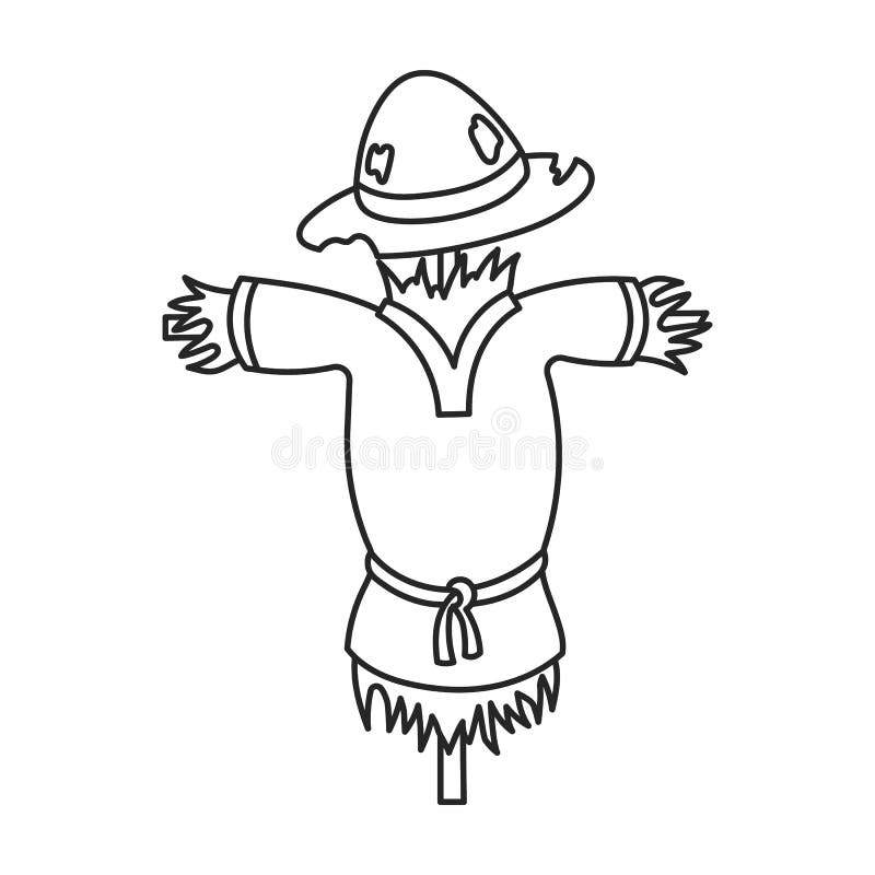 Scarecrow Vector Icon.Outline Vector Icon Isolated on White Background ...