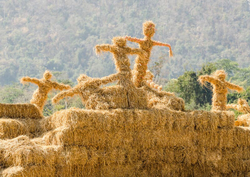 Scarecrows Stand Together in the Garden Stock Photo - Image of nature ...
