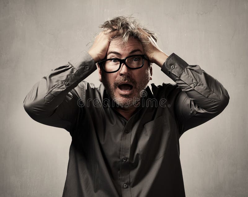 Scared afraid man fear. stock image. Image of fear, gray - 89347947