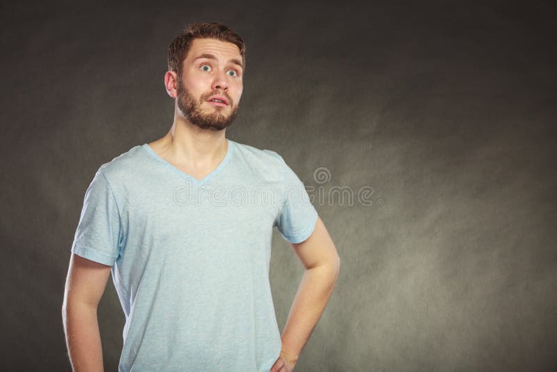 Scared Afraid Shocked Handsome Man Guy. Stock Photo - Image of model ...