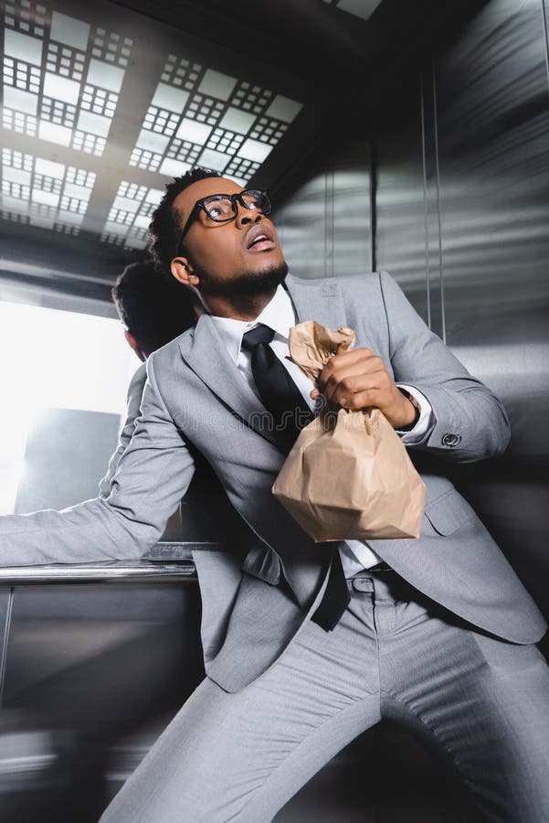 Scared African American Businessman with Paper Stock Image - Image of ...