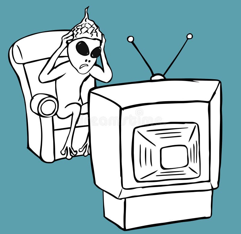 Scared Alien with a Foil Cap Stock Vector - Illustration of comedy ...