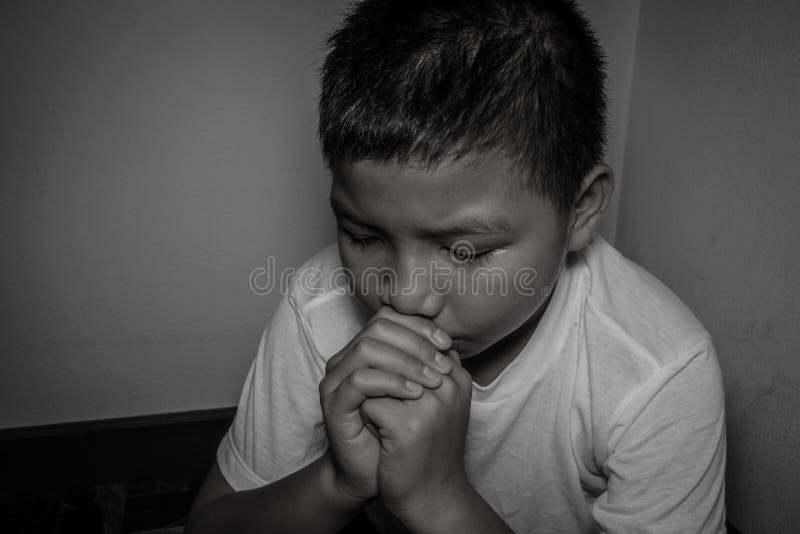 Scared and alone stock photo. Image of person, pray, portrait - 58013012