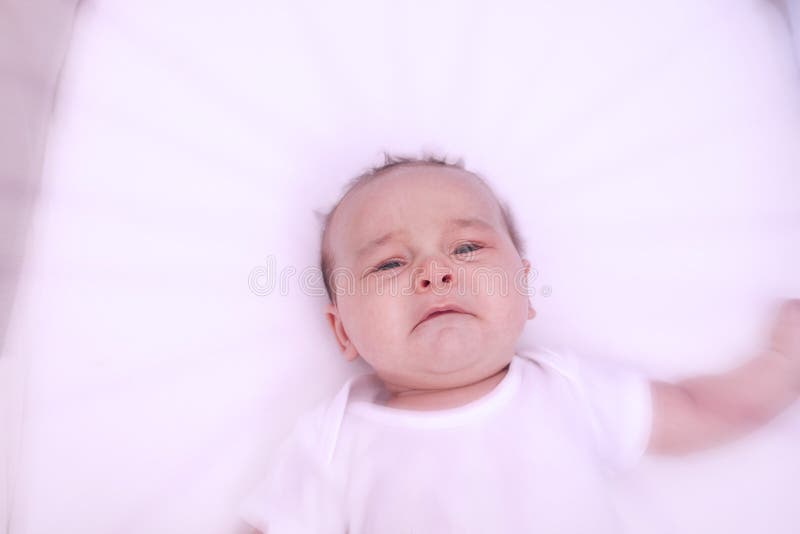 Scared Baby in Bed, Alone in His Room Stock Image - Image of infant ...